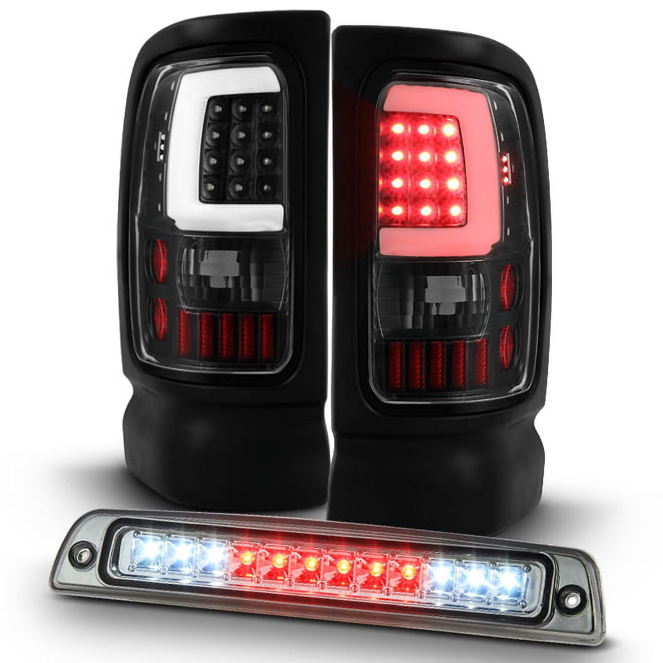 AKKON - For [LED Set] 94-01 Dodge Ram BR BE Black LED Tube Tail Light ...