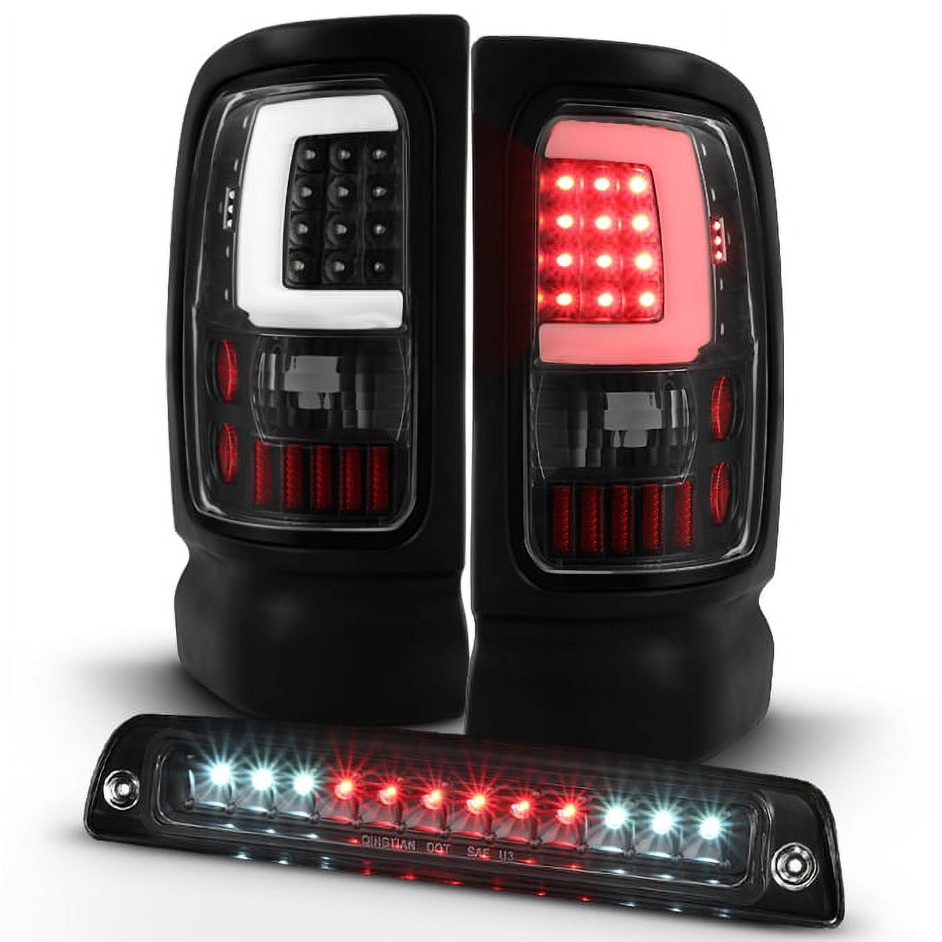 AKKON - LED Set for 94-01 Dodge Ram, Black Bezel C-Shape Light Tube ...