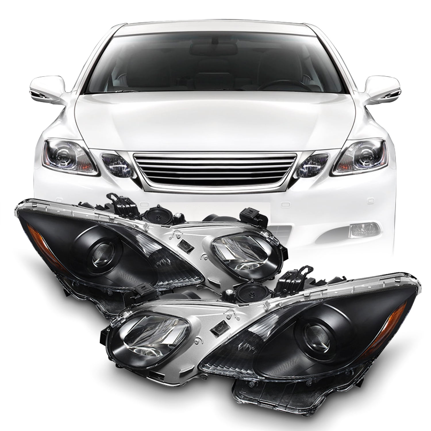 AKKON - For Lexus GS-Series Sedan S190 JDM Black Bezel VIP Xenon HID ...