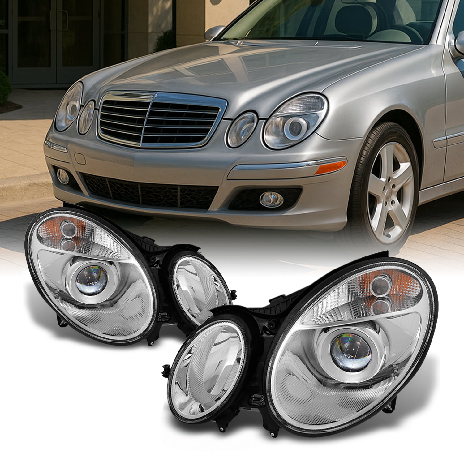 AKKON - Halogen Projector Headlights for Mercedes Benz E-Class, Left ...
