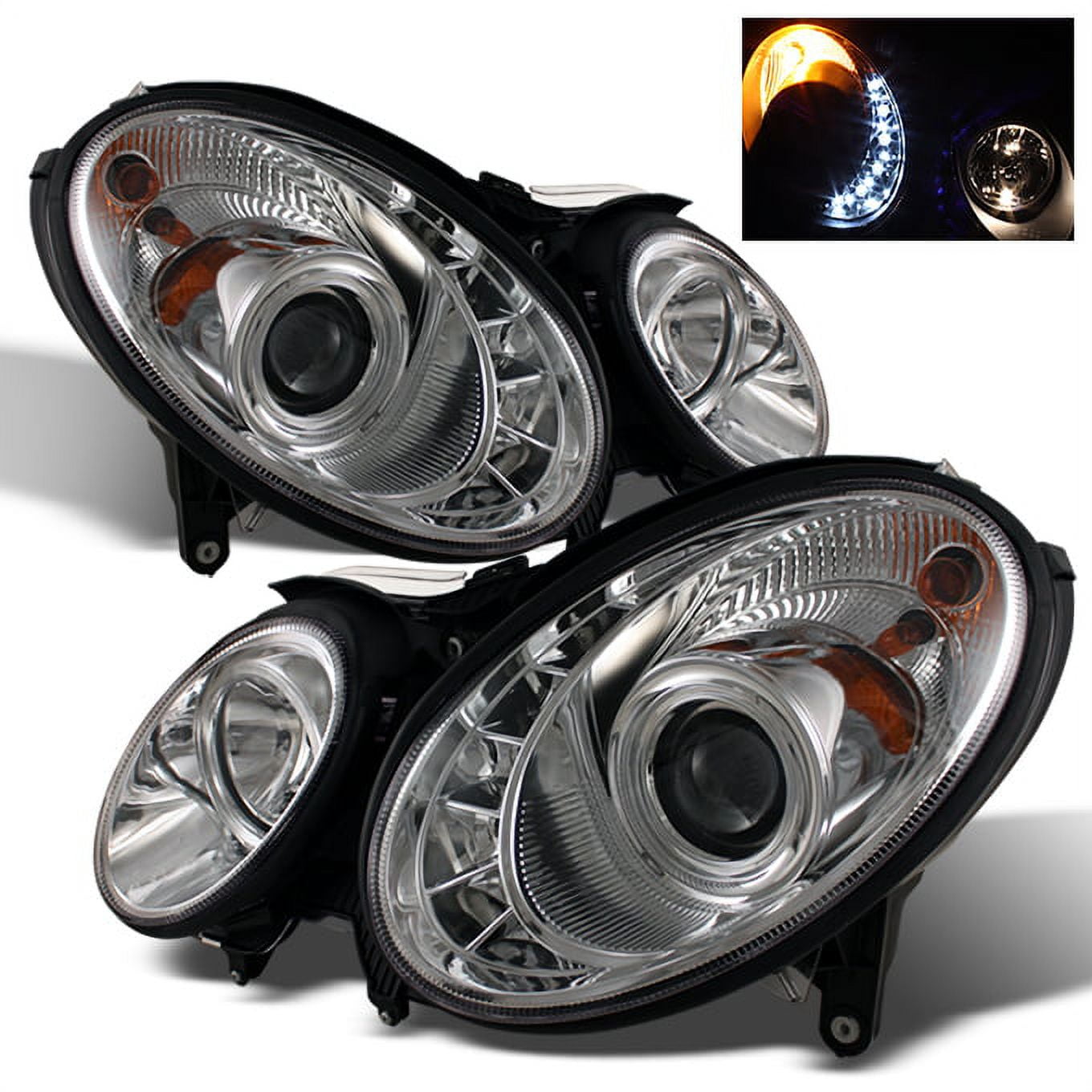 AKKON - For Mercedes Benz W211 E-Class Sedan Chrome Clear DRL Daylight ...