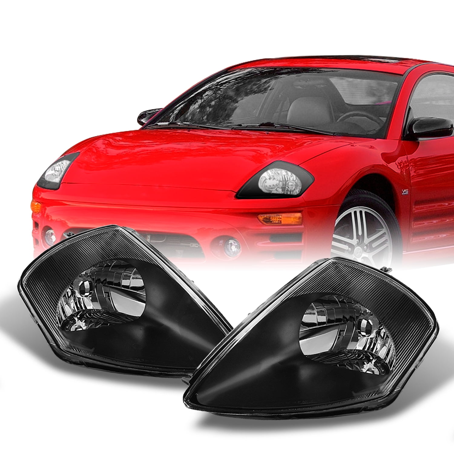 AKKON - For Mitsubishi Eclipse JDM Black Replacement Headlights Driver ...