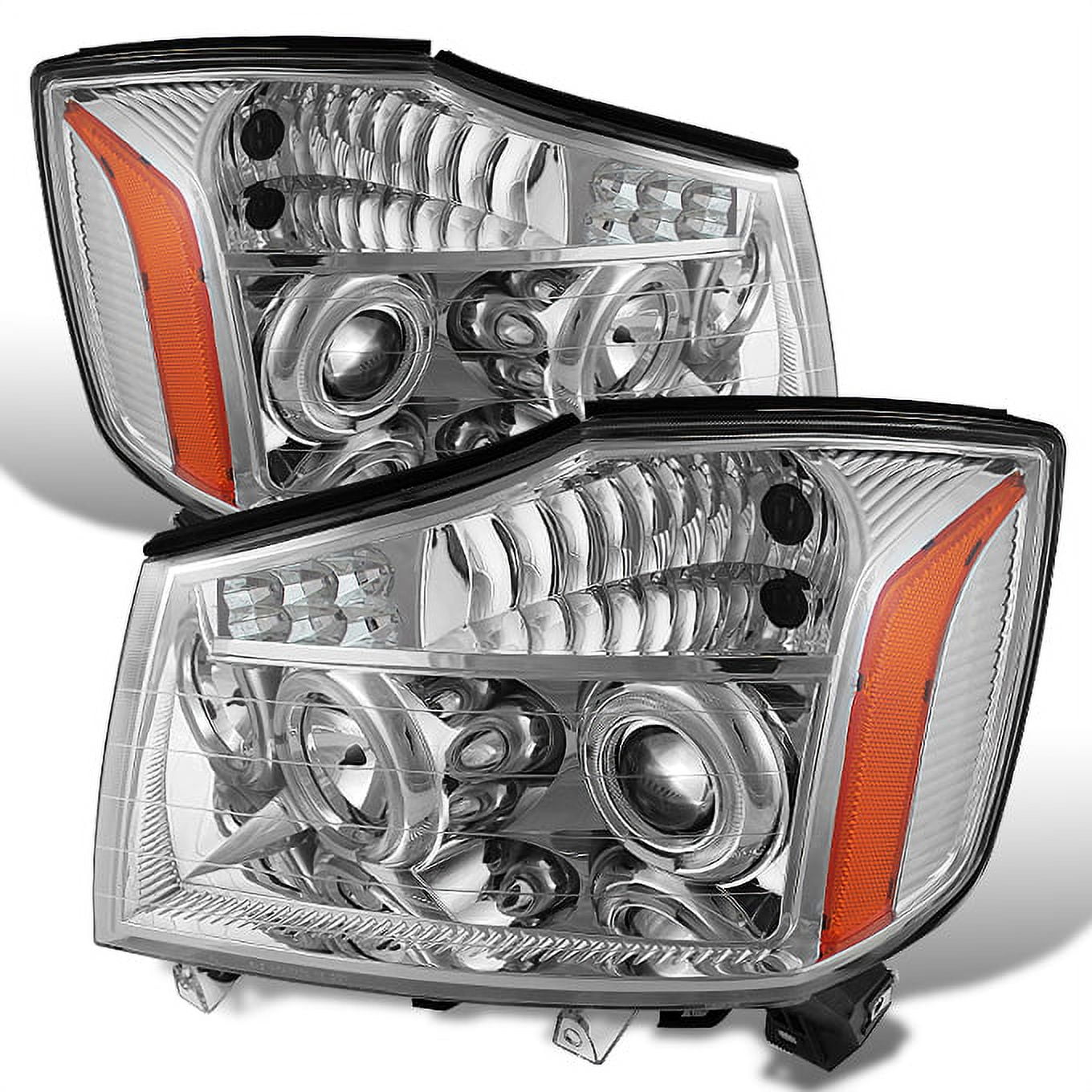 AKKON - For Nissan Titan Armada Chrome Clear Dual Ring DRL Daylight LED ...