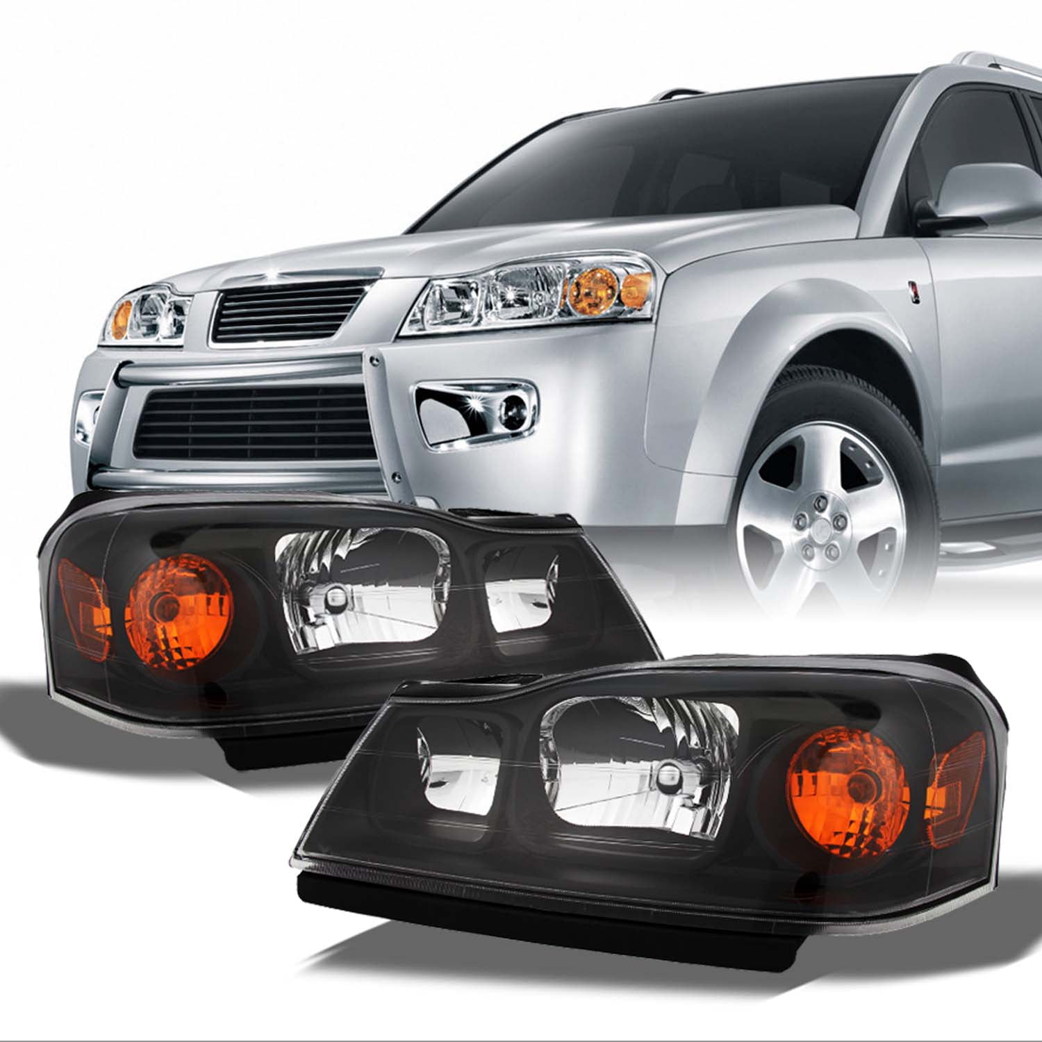 AKKON - Saturn Vue 06-07 Amber Black Bezel OE Replacement Headlights ...