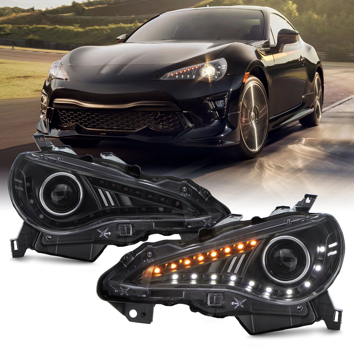 AKKON - For Scion FR-S Black Bezel DRL Daylight LED Strip Design ...