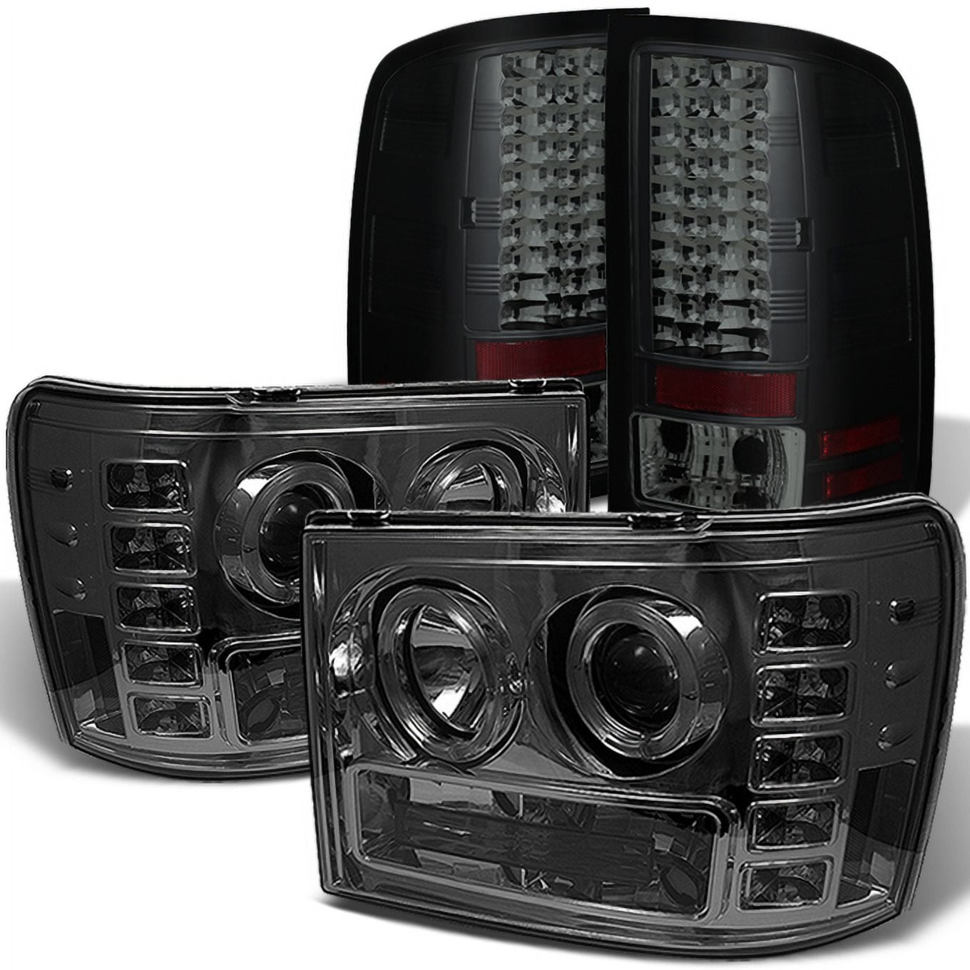 AKKON - For Smoked 2007-2013 GMC Sierra 1500 2500 3500 Halo Projector ...