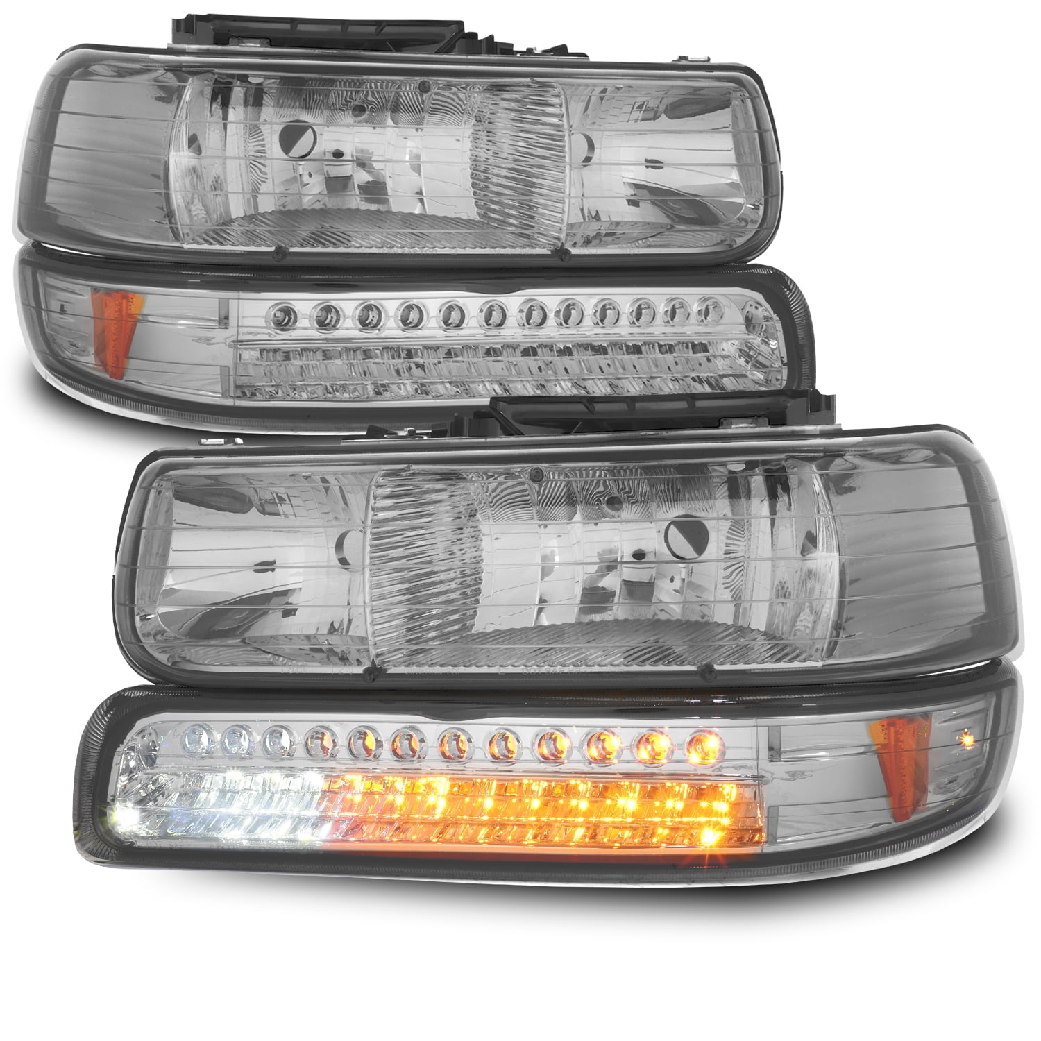 AKKON - For Smoked Smoke 99-02 Chevy Silverado Headlights Replacement ...