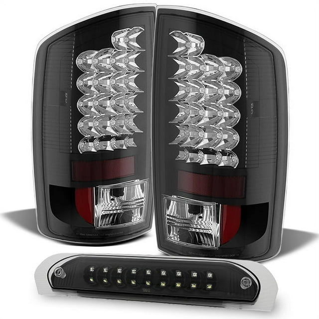 AKKON Black Bezel LED Tail Light and 3rd Brake Lamp Set for Dodge Ram ...