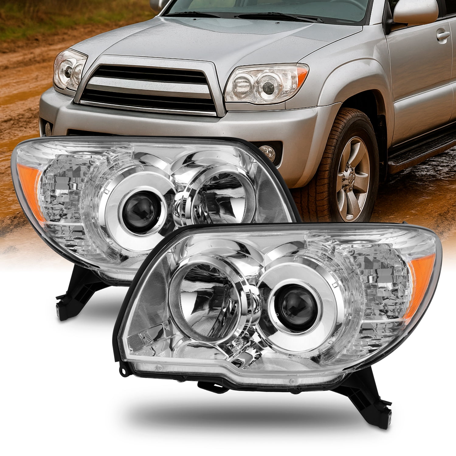 AKKON Chrome OE Replacement Lens Headlights for Toyota 4Runner, Driver ...