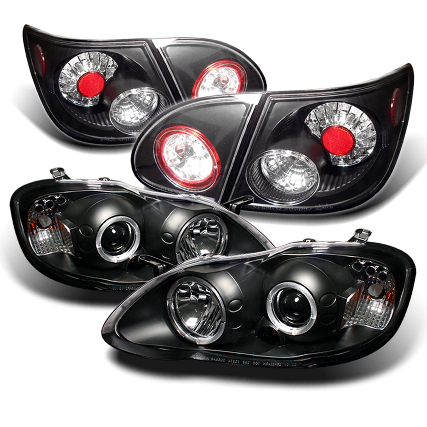 AKKON - For Toyota Corolla Dual Halo Projector Headlight + Altezza LED ...
