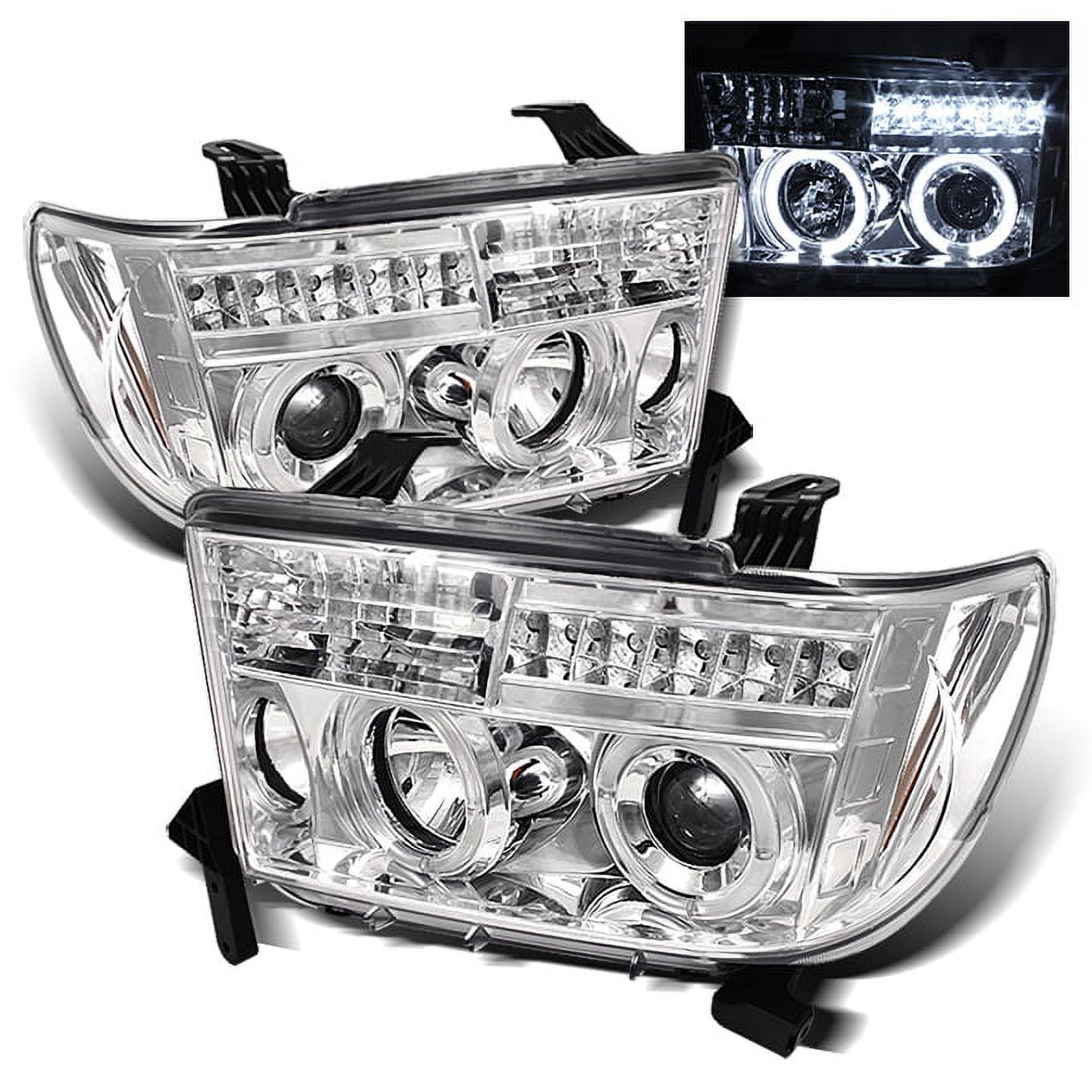 AKKON - Front Light for Toyota Tundra Sequoia, Chrome Dual Halo Ring ...
