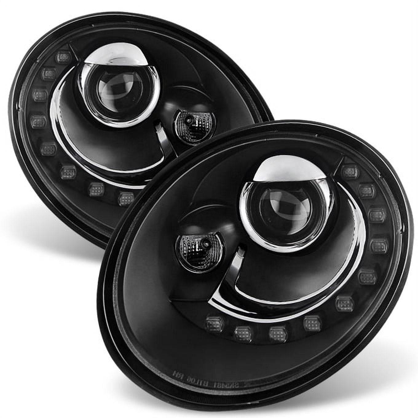 AKKON - VW Beetle Black Bezel DRL LED Strip Projector Headlights ...
