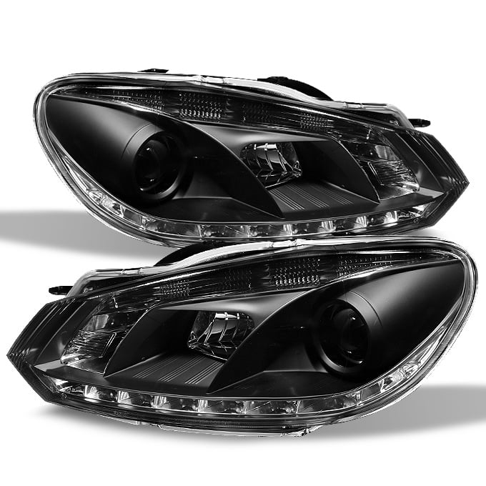 AKKON - For VW GTI Jetta R32 Black Bezel DRL Daylight LED Halogen Type ...