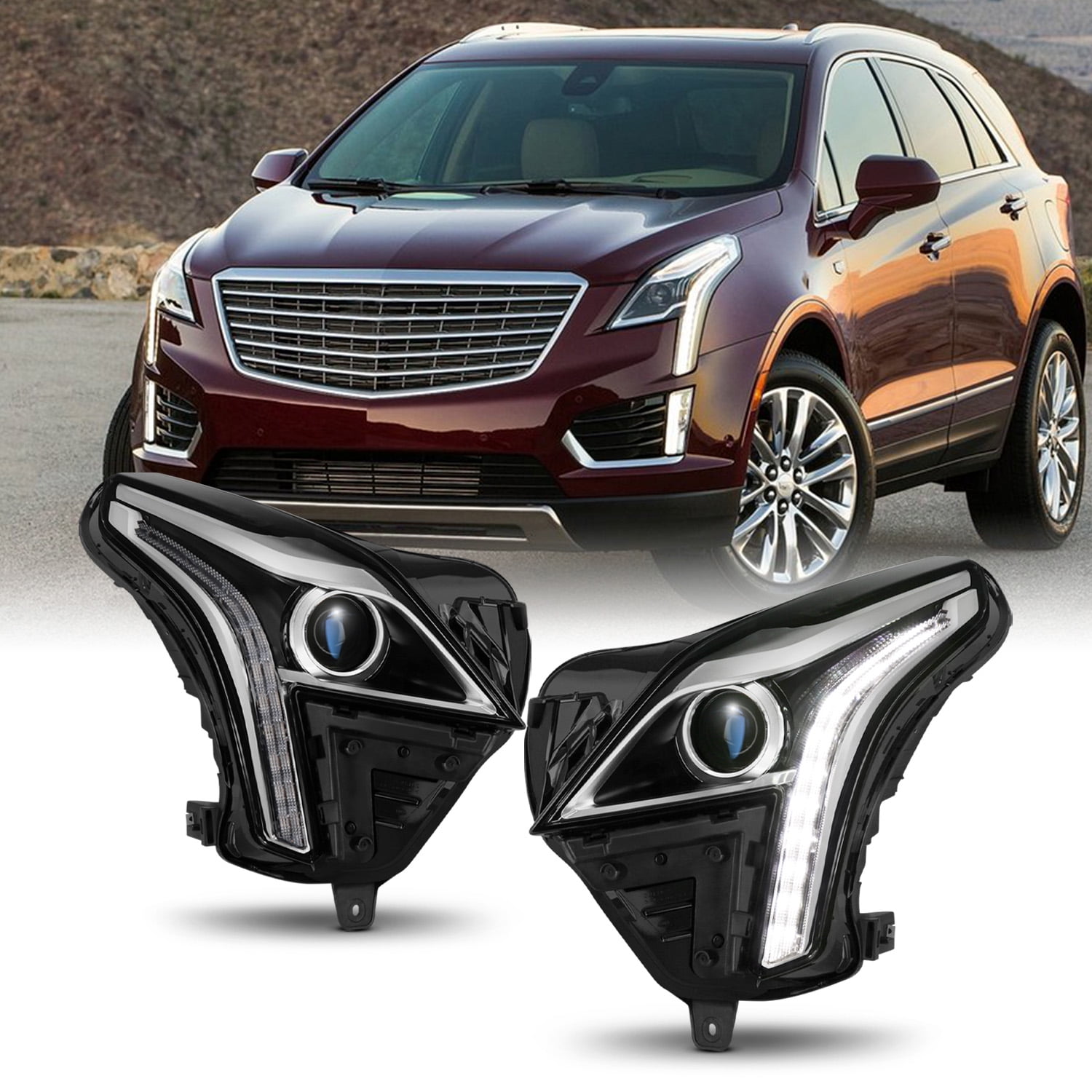 AKKON - [Halogen Style] Fits 2017-2024 Cadillac XT5 LED DRL Projector ...