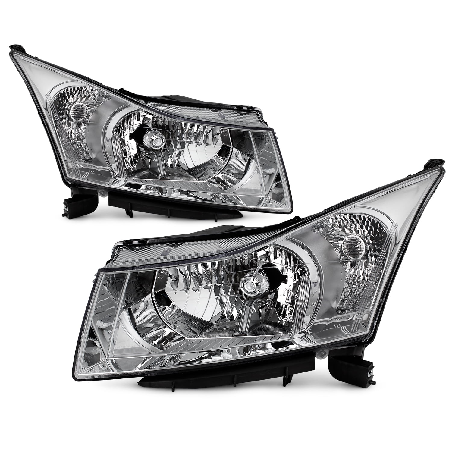 AKKON Chrome Halogen Headlights Pair for 2011-2015 Chevy Cruze & 2016 ...