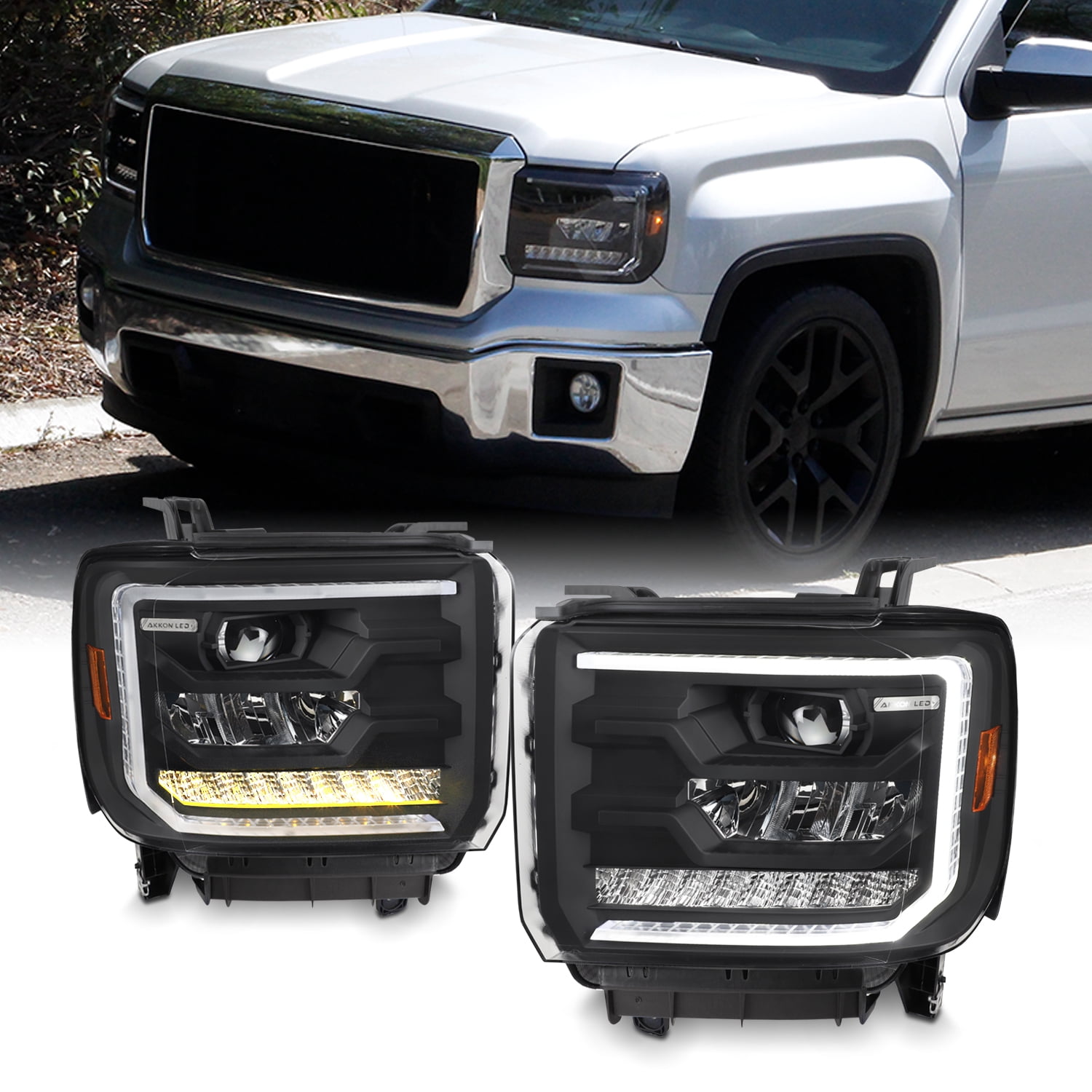 AKKON - LED - For 14-18 GMC Sierra Full LED High/Low Beam With ...