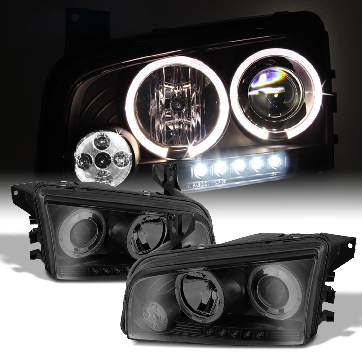 AKKON - [LED Tail + Headlights]Fits 2006-2008 Dodge Charger Dual Halo ...