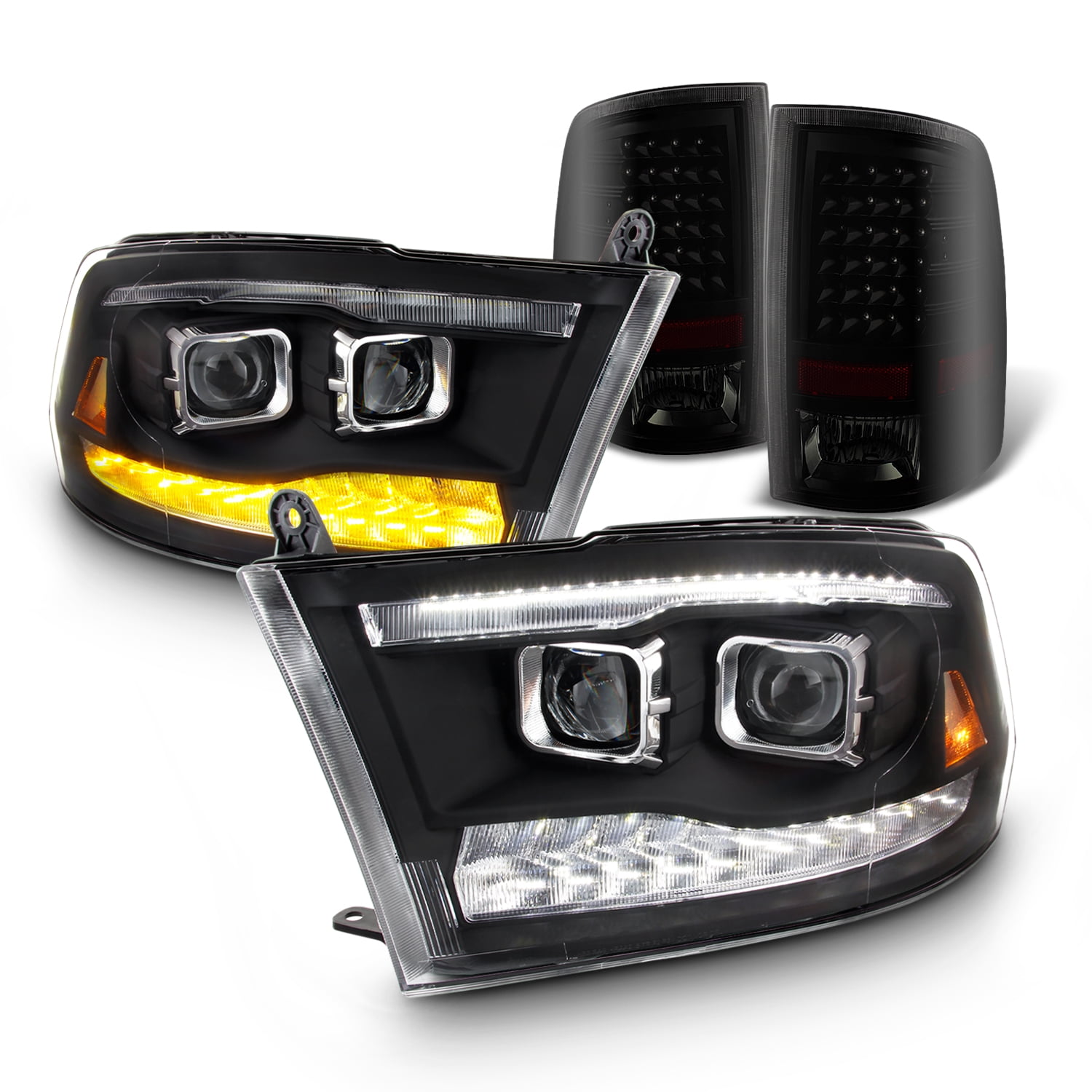 AKKON - [Premium LED]Fit 09-18 Dodge Ram Light bar Headlights Dual ...