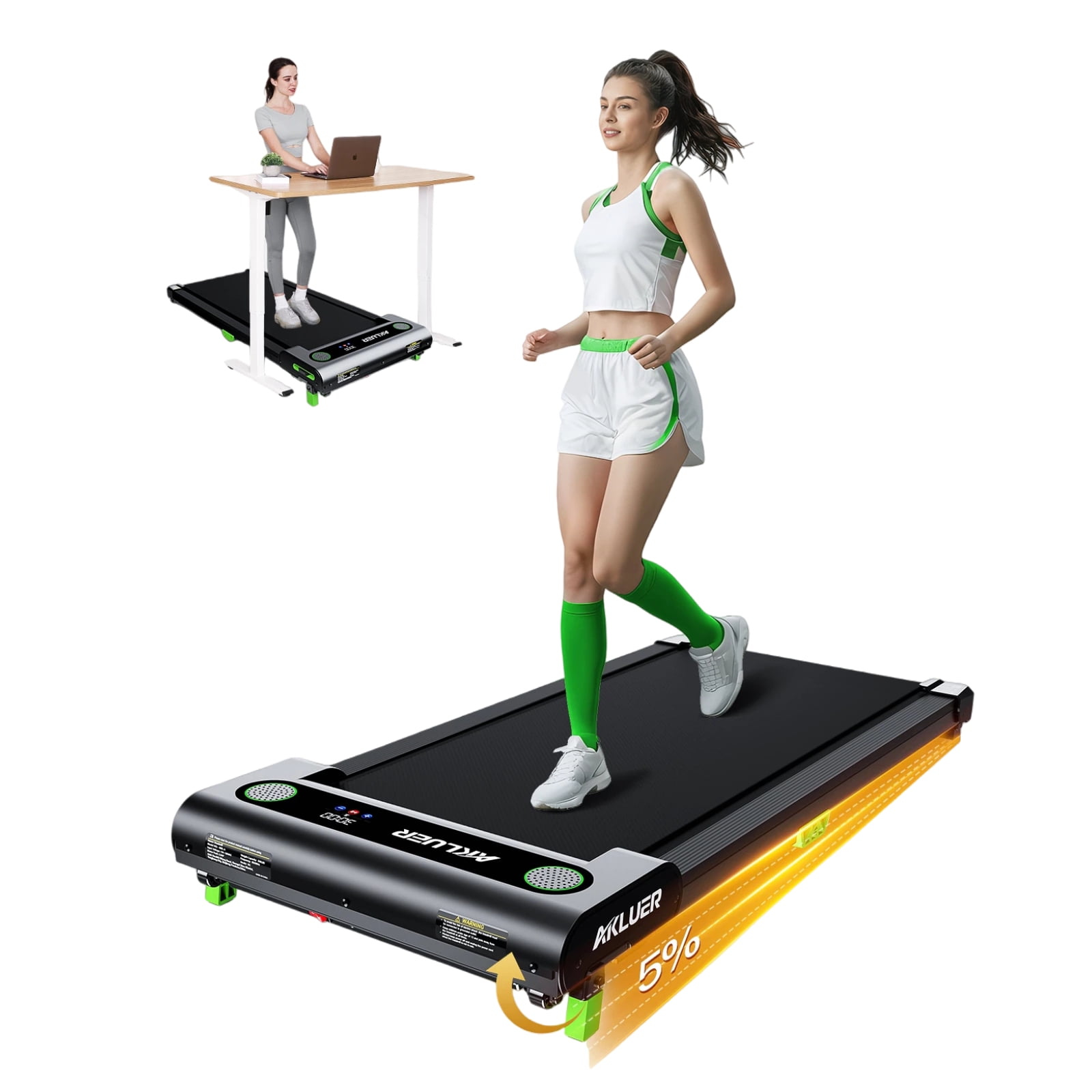 AKLUER Walking Pad Treadmill with Manual Incline, 2.5 HP Under Desk ...