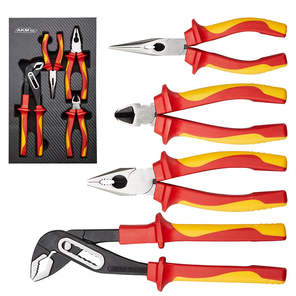 AKM 4-Piece 1000V VDE Insulated Tools Set - Pliers Set With Tongue ...