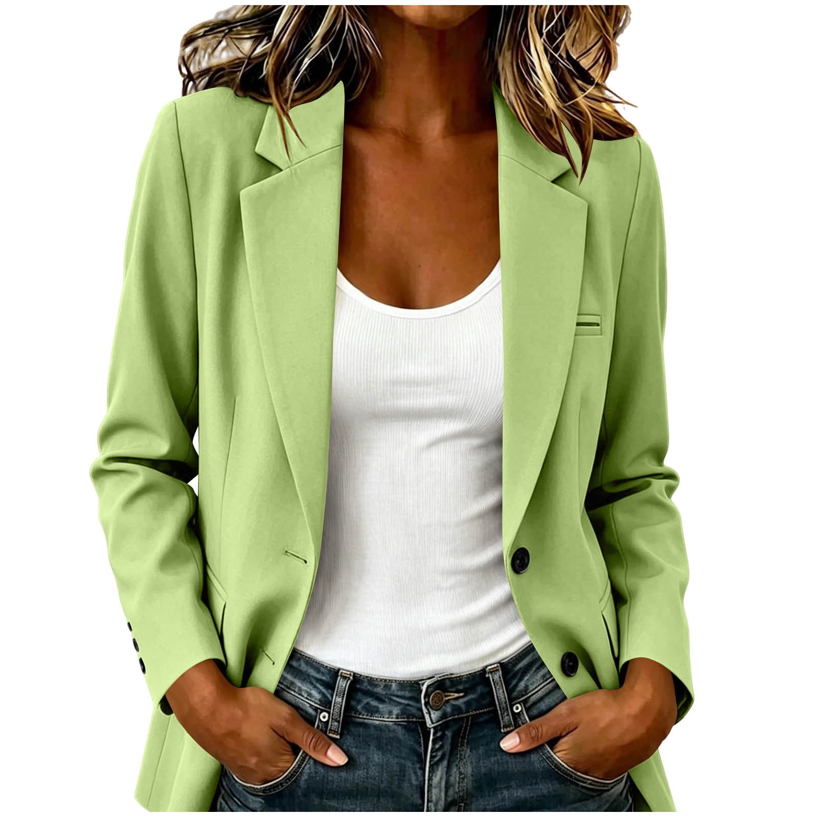 AKOEE Business Casual Outfits Women Long Sleeve Blazer Suit Jacket with ...
