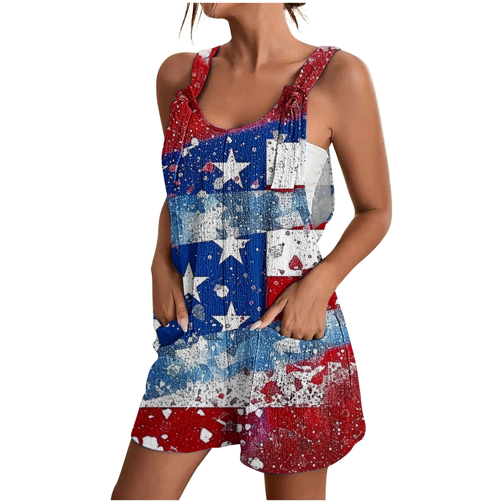 AKOEE Capri Overall Jumpsuits for Women Summer Trendy Tie Spaghetti ...