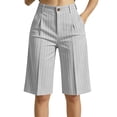 AKOEE Dress Work Shorts for Women Knee Length Striped Short Pants with ...