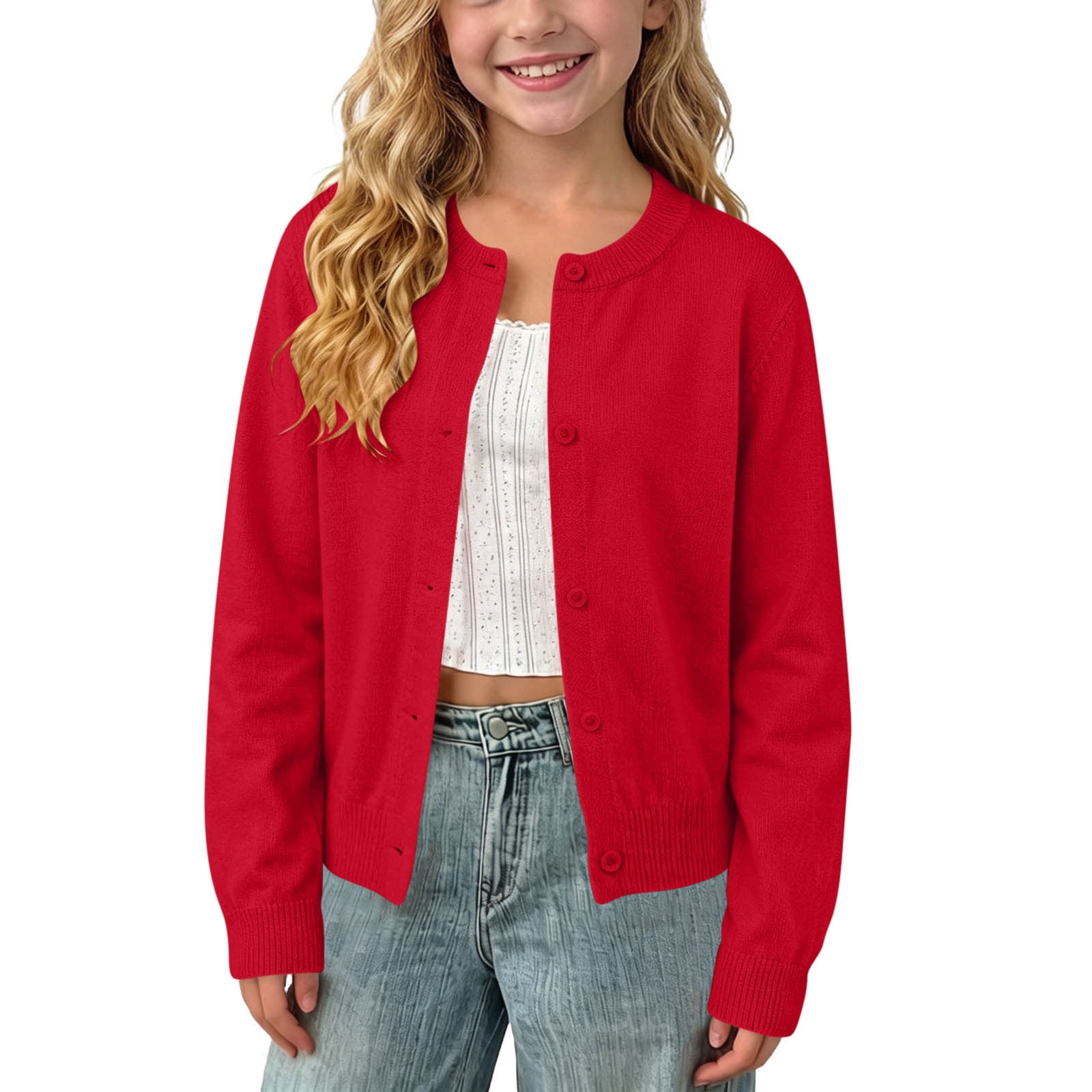 AKOEE Knit Sweater Cardigans Girls Boys Long Sleeve Soft Cotton Button ...