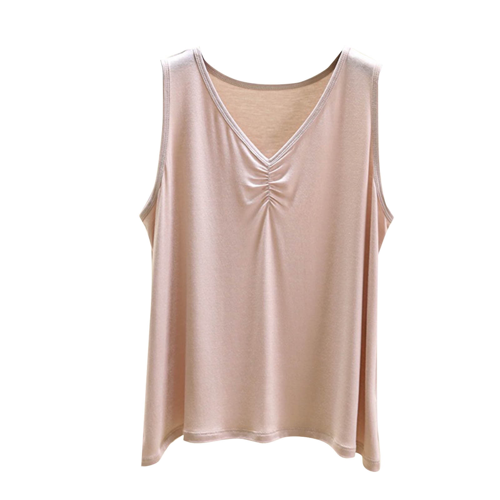 AKOEE Cotton Tank Tops Soft Pajama Sleep Tees for Women with Pleats ...