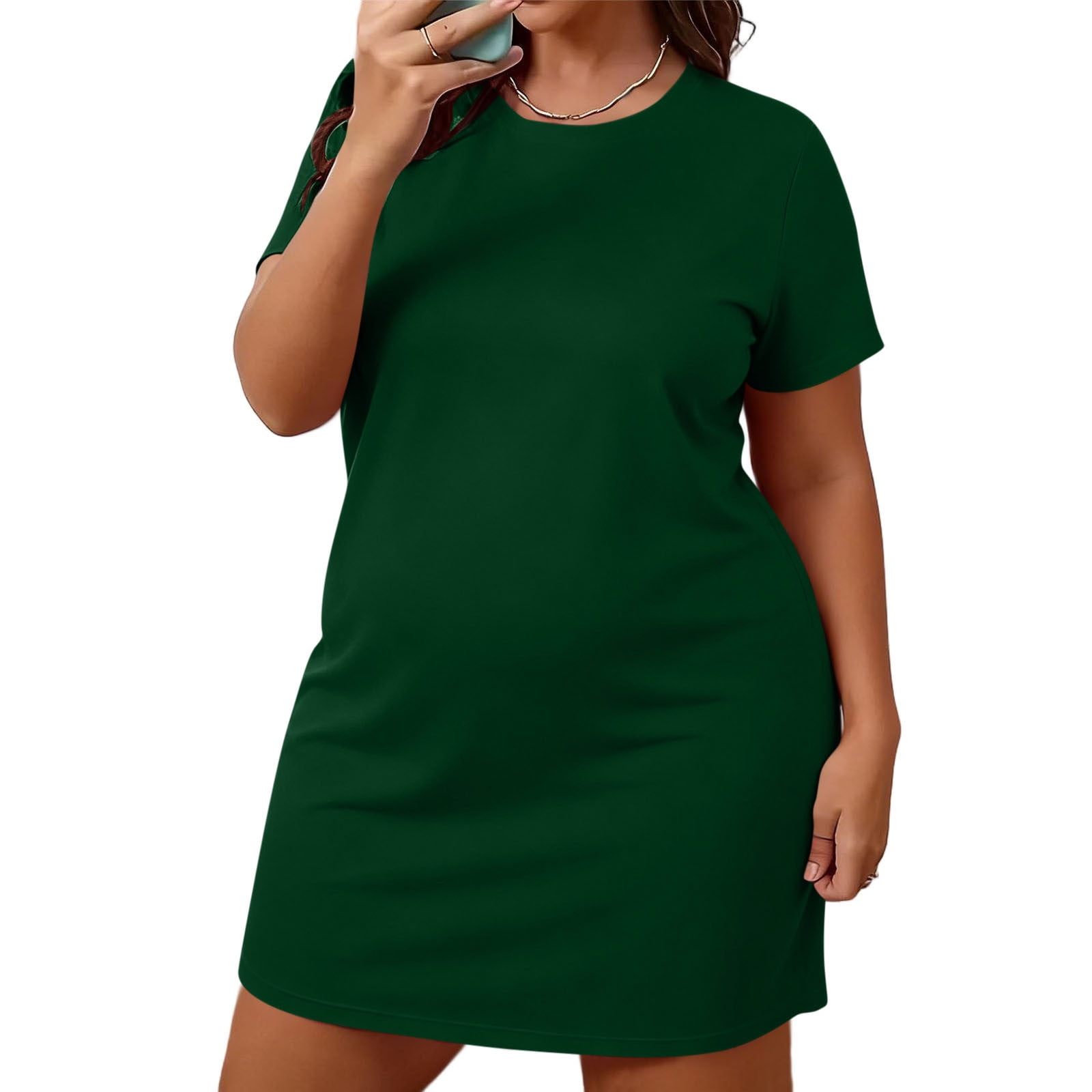 AKOEE Plus Size T-shirt Dress for Women Summer Nightgown Soft L-5X ...