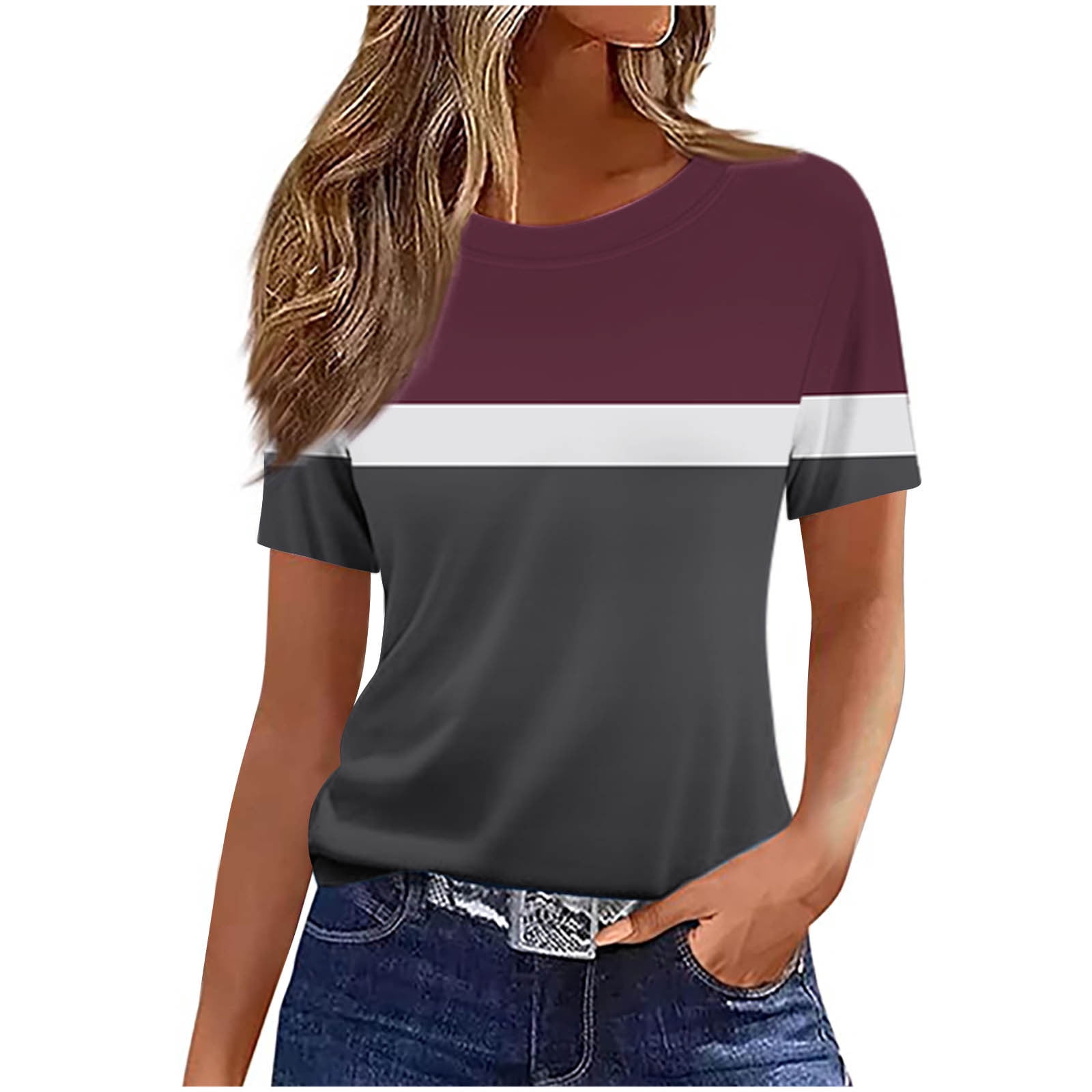 AKOEE T-shirts Tshirts for Women Short Sleeve Crewneck Graphic Basic ...