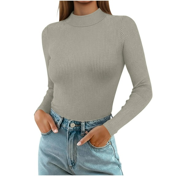 AKOEE Turtle Neck Pullover Womens Knitted Base Sweaters Slim Fitted ...