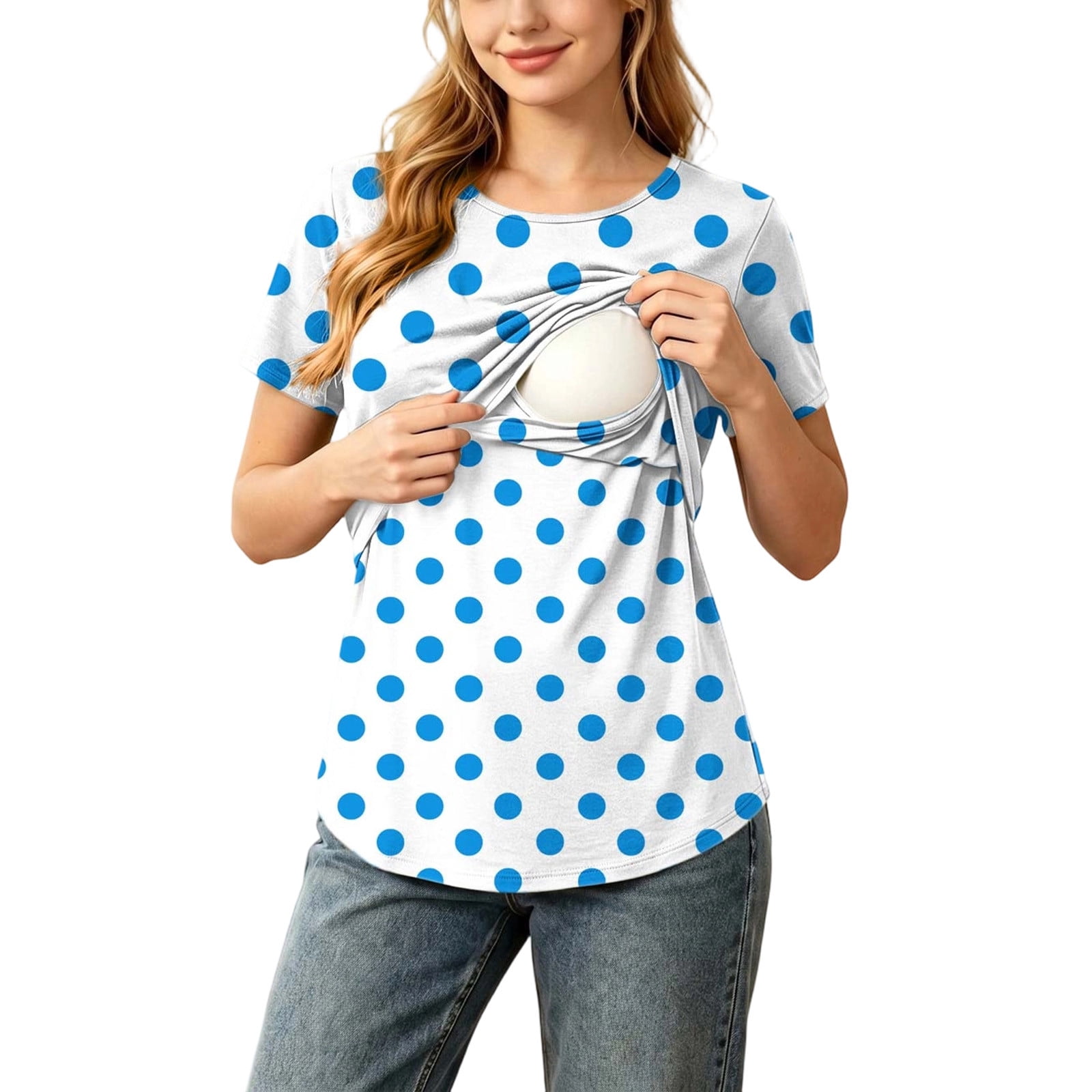 AKOEE Women's Maternity Tops Colorblock Soft Double Layer Breastfeeding ...