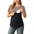 AKOEE Women's Maternity Tops Colorblock Soft Double Layer Breastfeeding ...