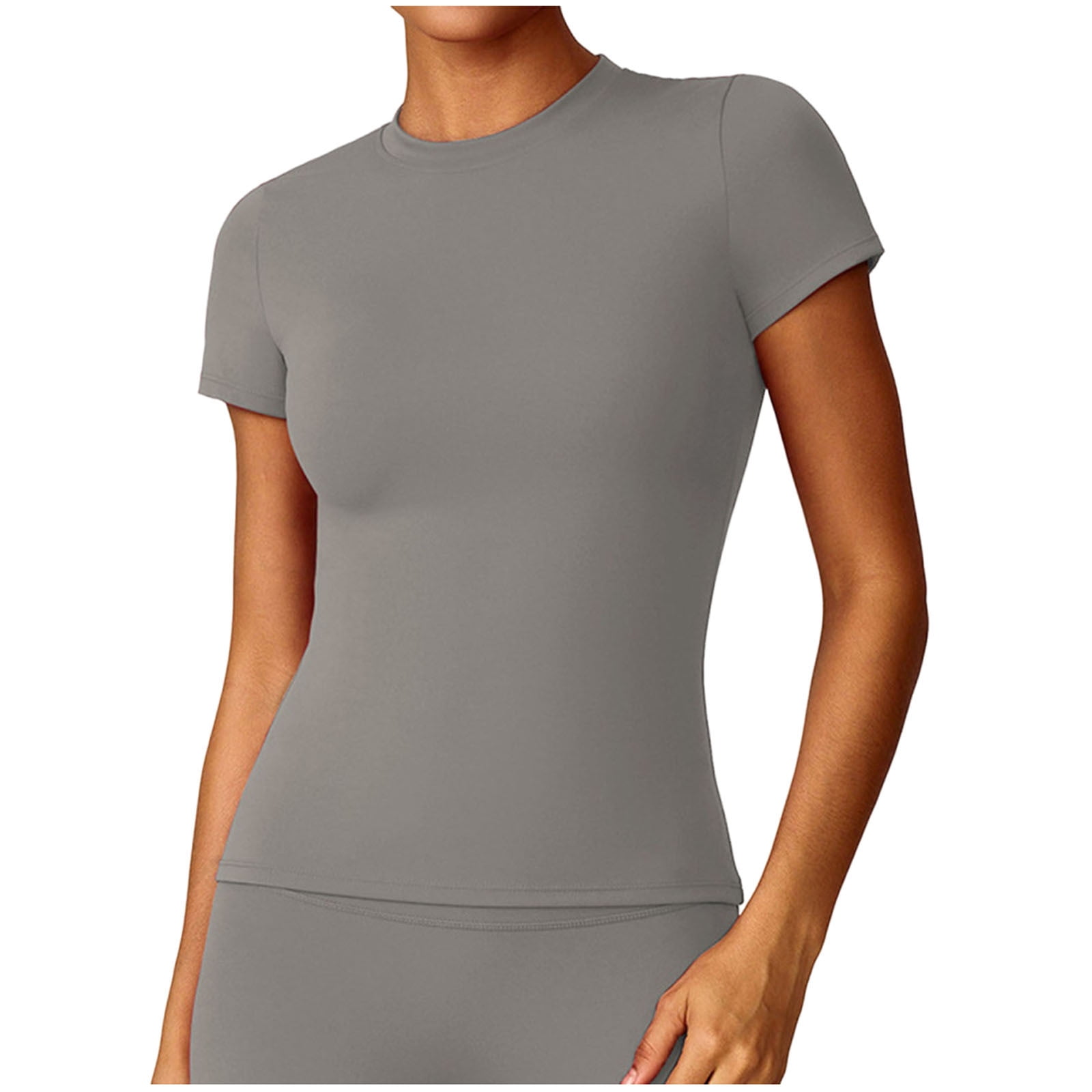 AKOEE Workout Tops for Women Slim Fit Short Sleeve Yoga T-shirts High ...