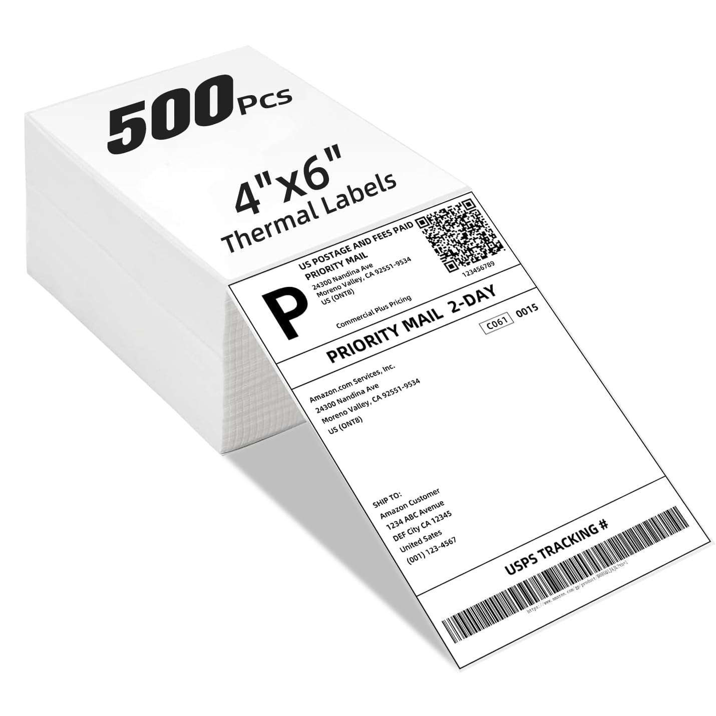 AKOLABEL 4" x 6" Direct Thermal Labels, 500 Labels per Stack ...