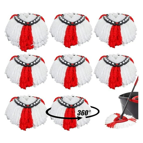 AKOLAFE 8 Pack Spin Mop Replacement Heads, 100% Microfiber Easywring ...