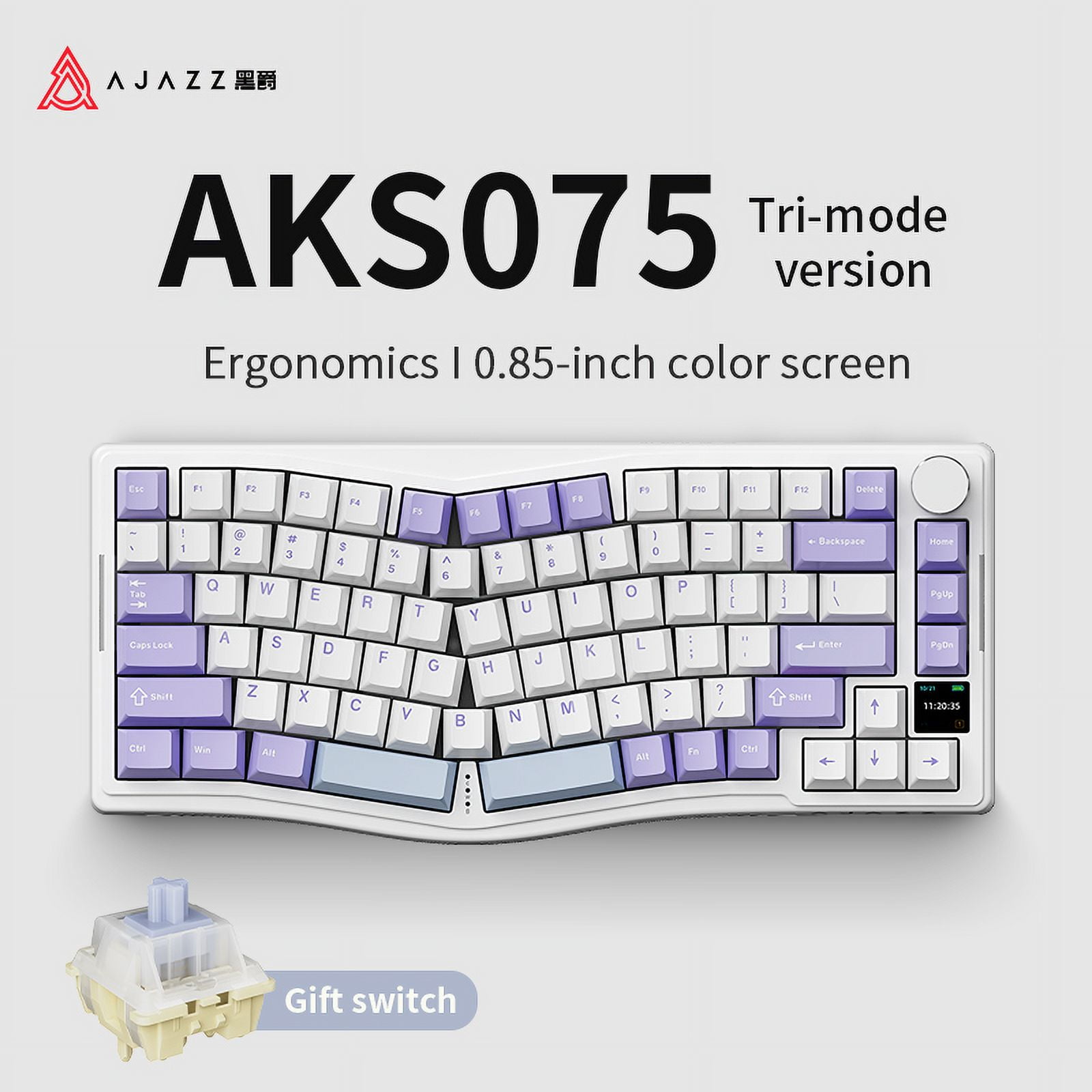 AKS075 Gift Axis Purple White and Blue Wireless Triple Mode RGB DIY (with screen) - Walmart.com