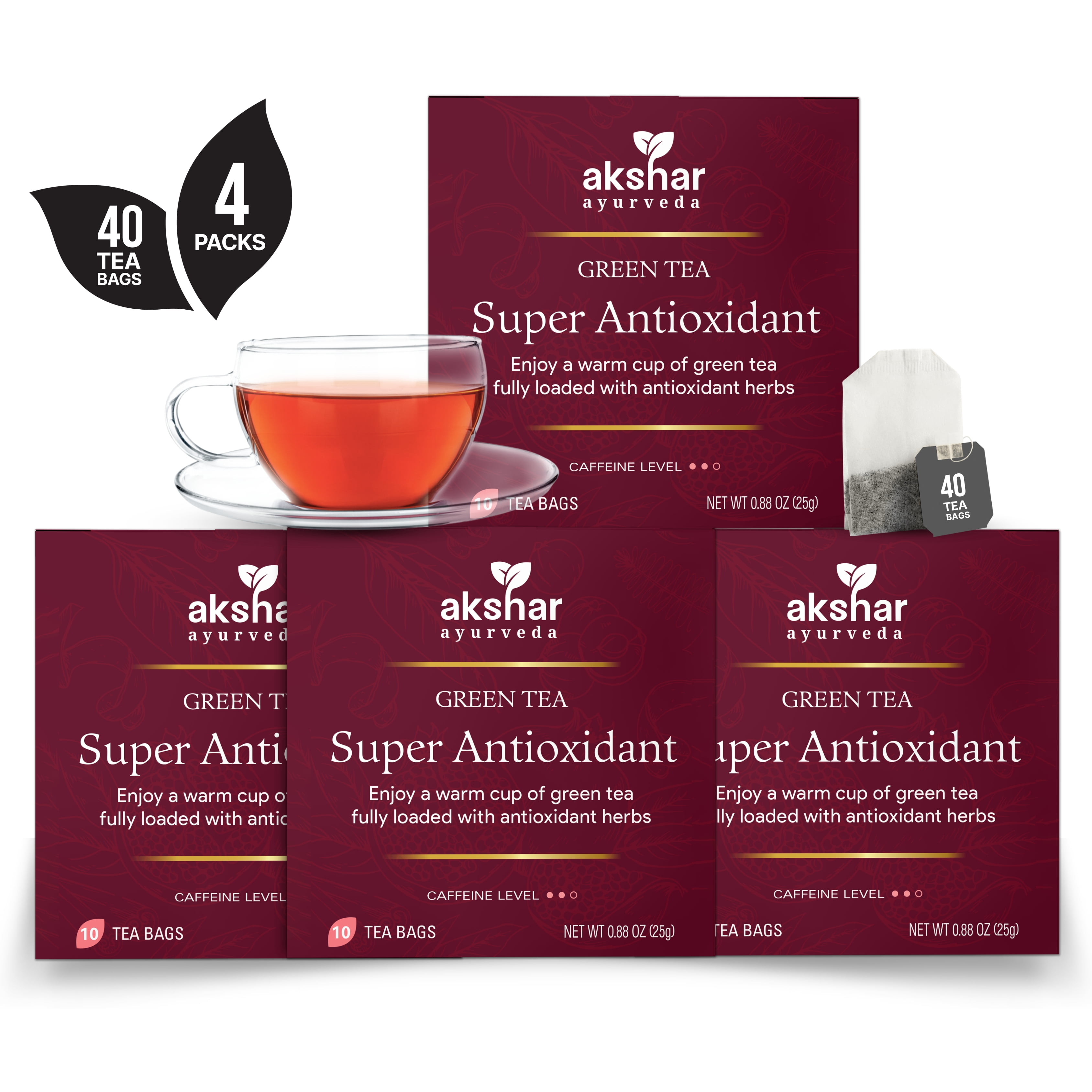 AKSHAR AYURVEDA Green Tea Super Antioxidant Flavor, Organic, Vegan ...