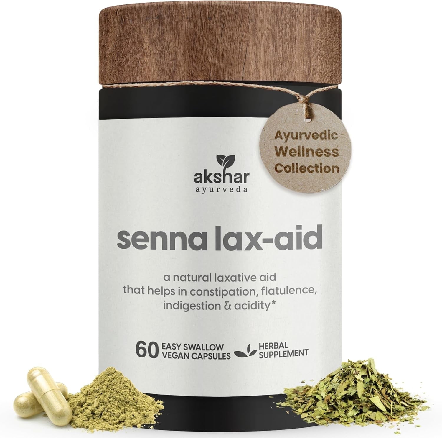 AKSHAR AYURVEDA Senna Leaf Lax Aid Capsules Laxative Stool Softener for ...