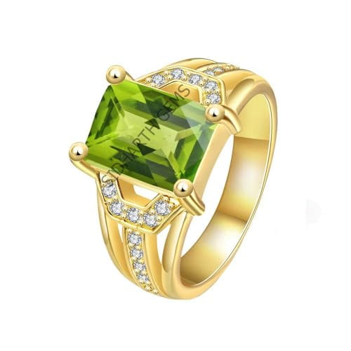 AKSHITA GEMS 10.25 Ratti 9.00 Carat Certified Green Peridot Gemstone Gold Plated Adjustable Ring ...