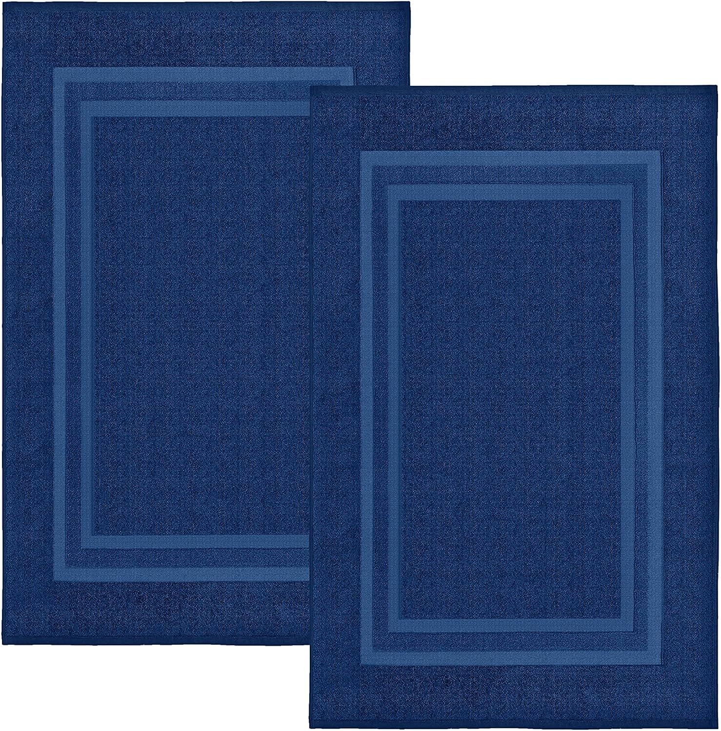 Akti Hotel Style 2 Pack Premium Bath Mats Washable Navy Cotton 820 Gsm Quick Dry 22x34