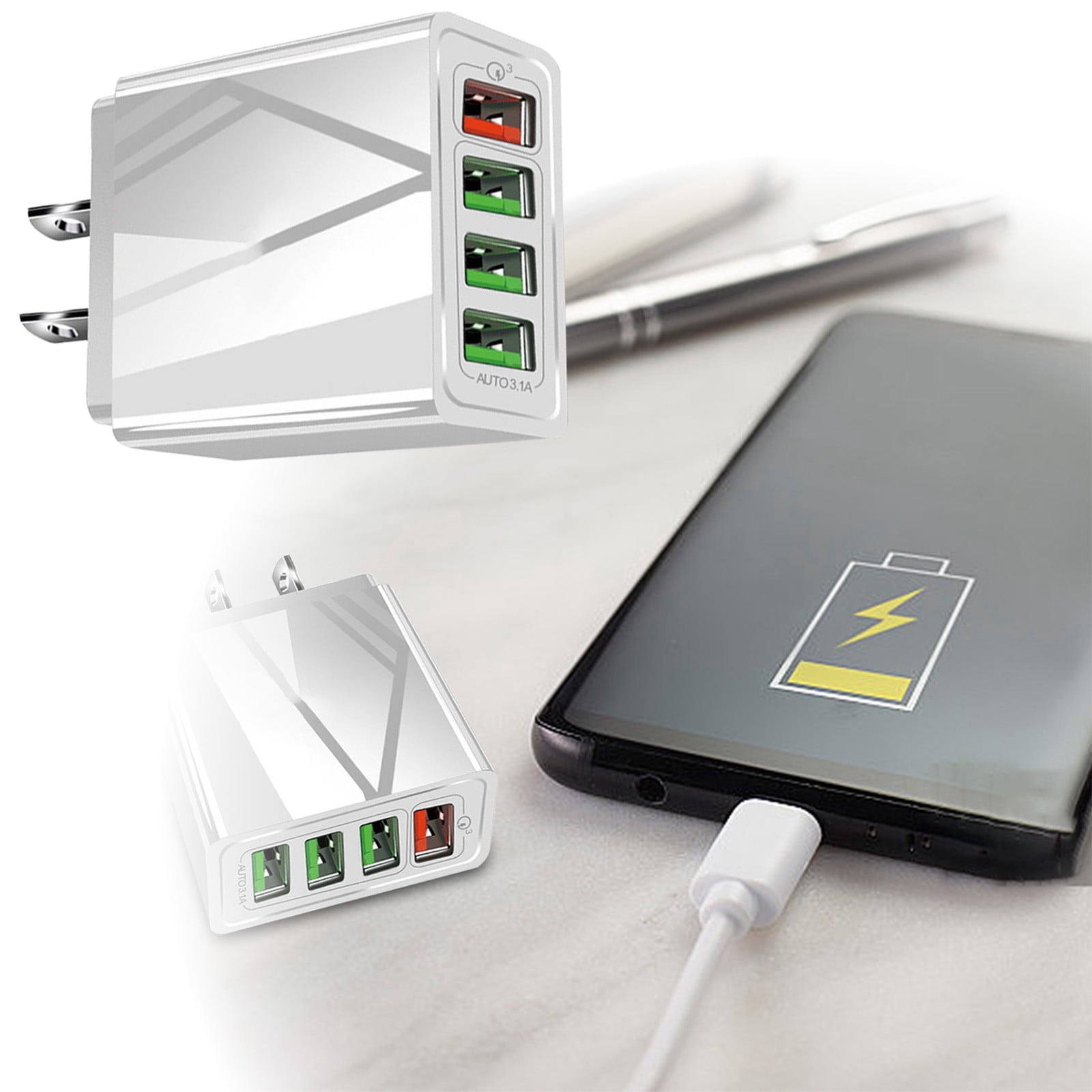 AKTUGKNM 4 Port USB Travel Power Adapter Mobile Phone Charger US ...