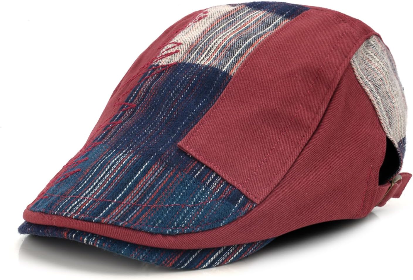 AKcxy Newsboy Cap for Men Beret Hat Cotton Buckle Adjustable Cabbie ...