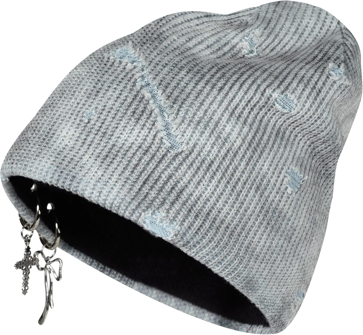 AKcxy Unisex Winter Skully Cap Warm Cuffed Beanie with Accessories Y2k ...