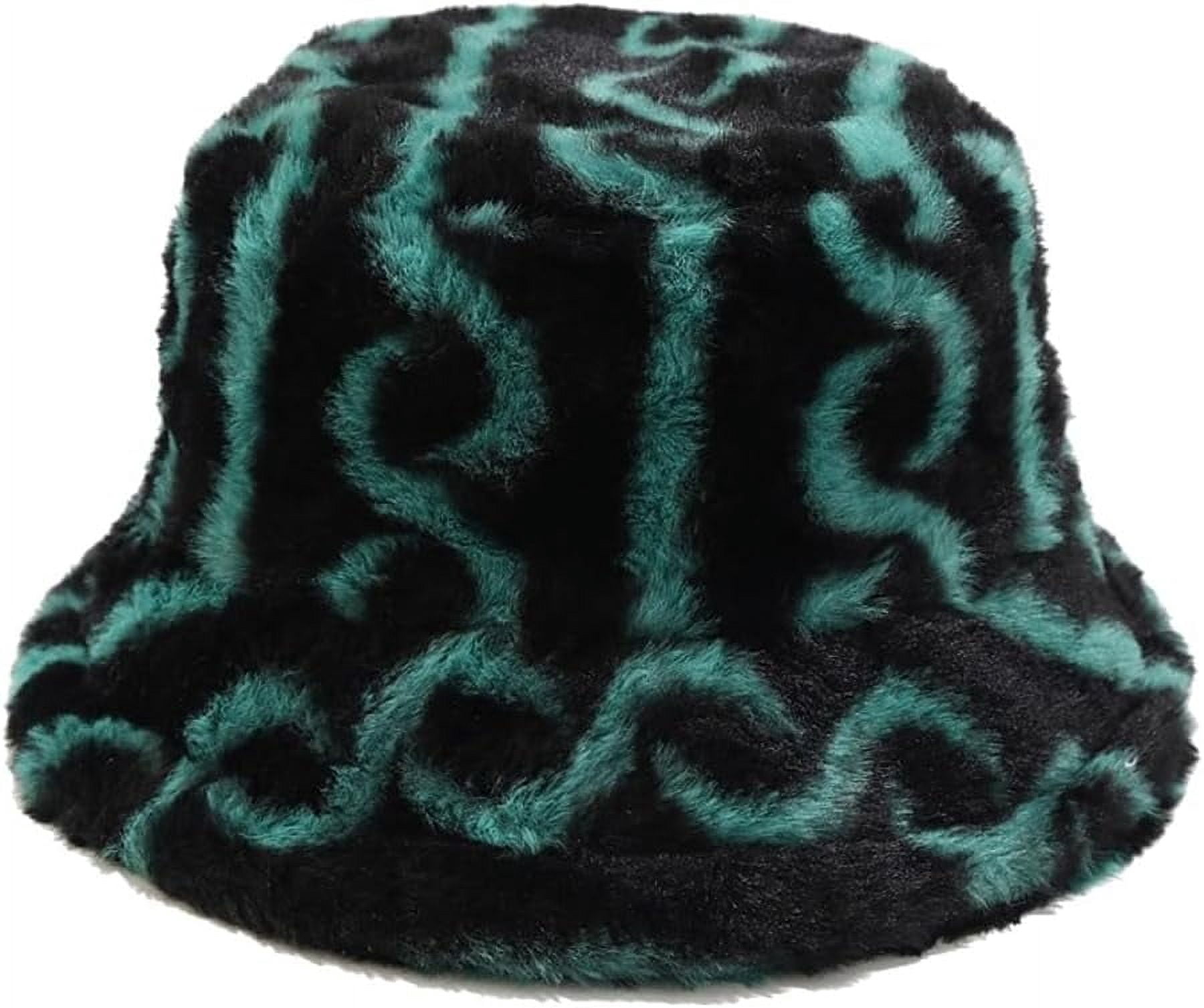 AKcxy Winter Faux Fur Bucket Hat,Fuzzy Warm Hat for Women Men, Fluffy ...