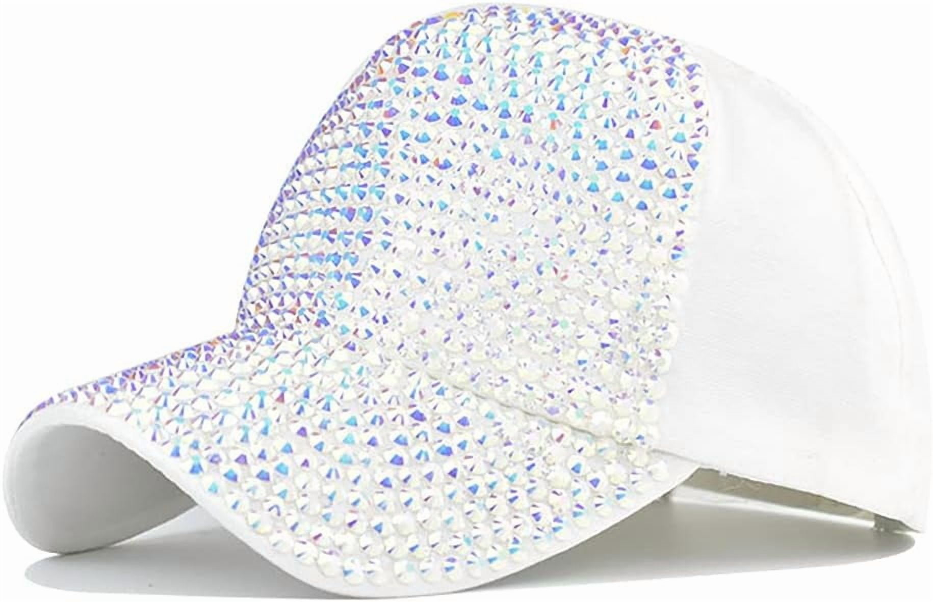 AKcxy Women Studded Rhinestone Crystals Adjustable Baseball Cap Plain ...
