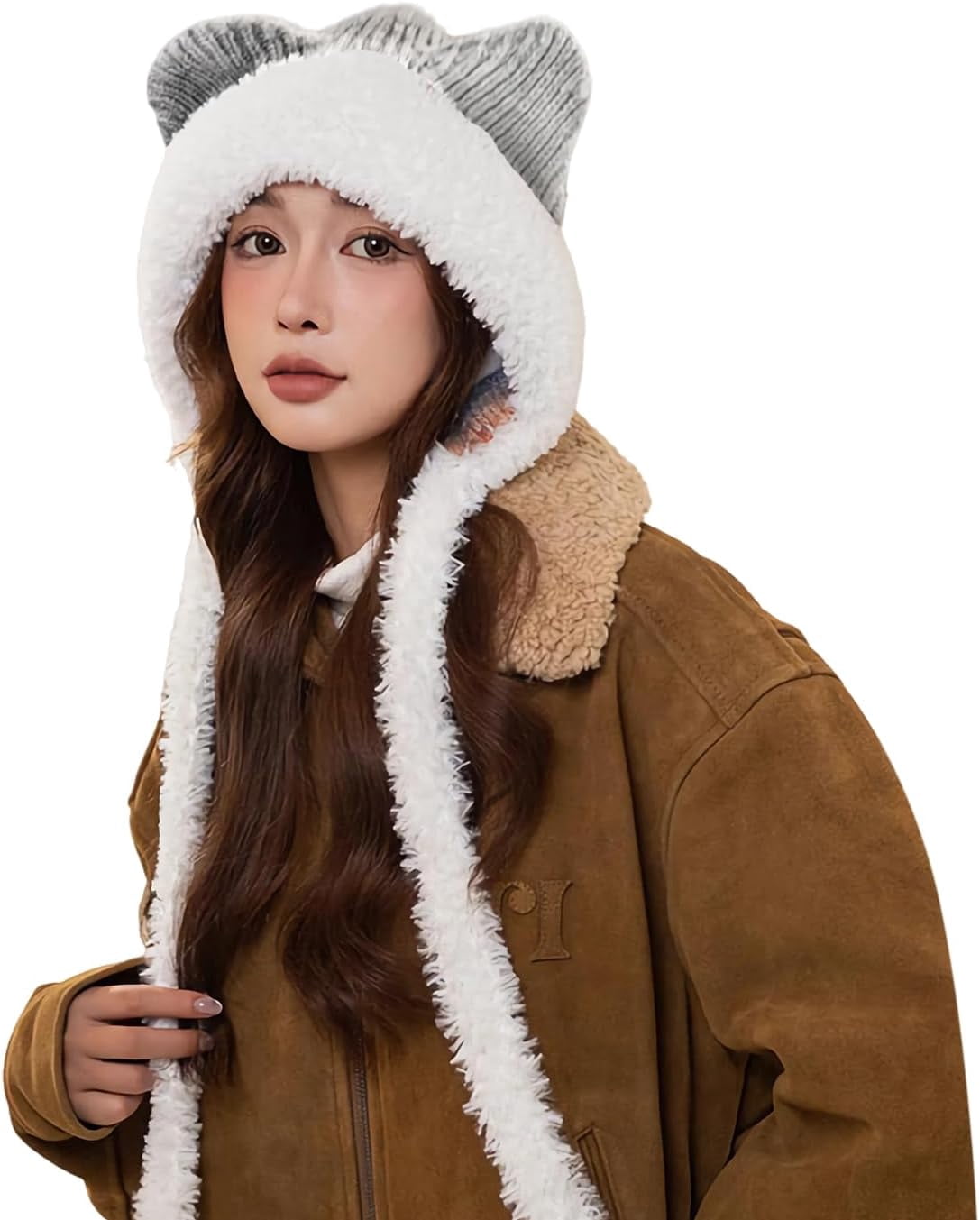 AKcxy Women Winter Sherpa Beanie Hats Knit Ear Flaps Peruvian Cover ...