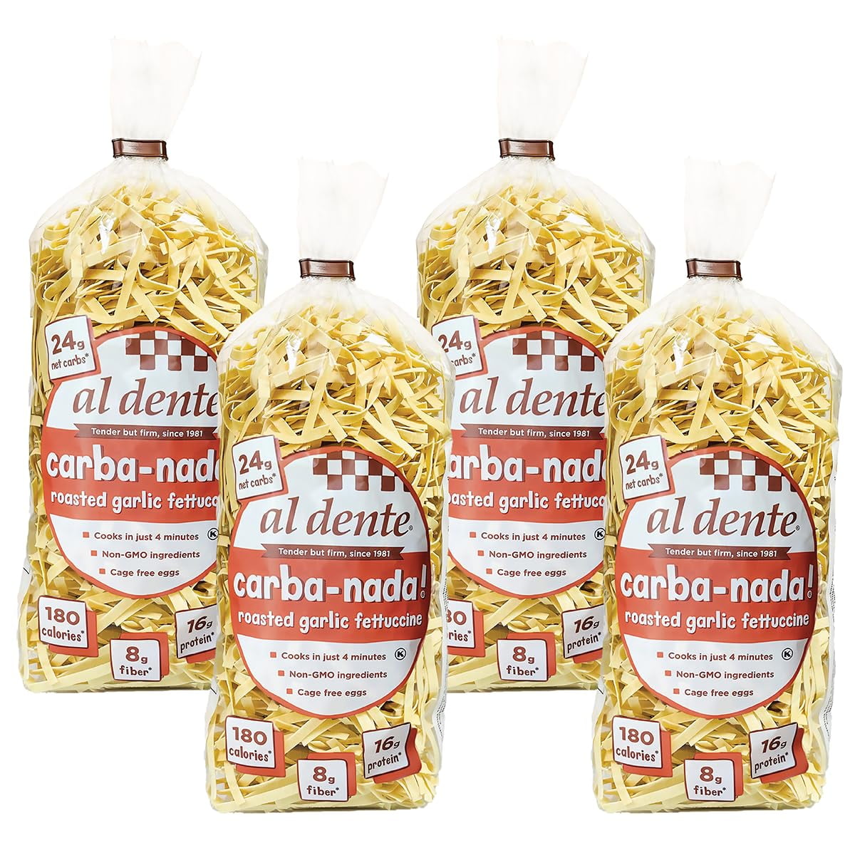 AL DENTE Carba-Nada Roasted Garlic Fettuccine, Lower-Carb Pasta, 16g ...