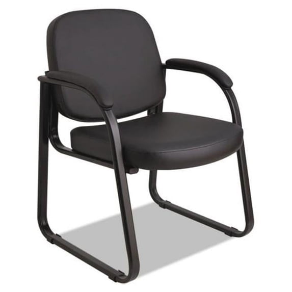 FINE LINE Guest Chair, Black Vinyl, Sled Base, Padded Armrests, Office ...